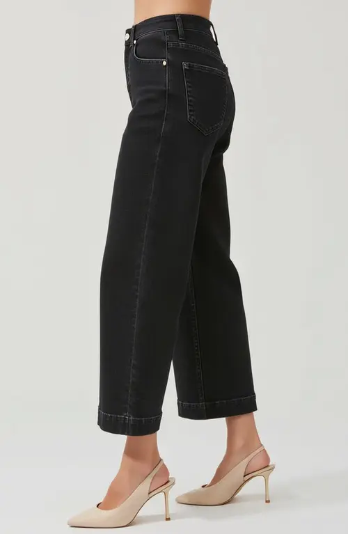 MODENAIRE High-waist Wide-leg Cropped Jeans
