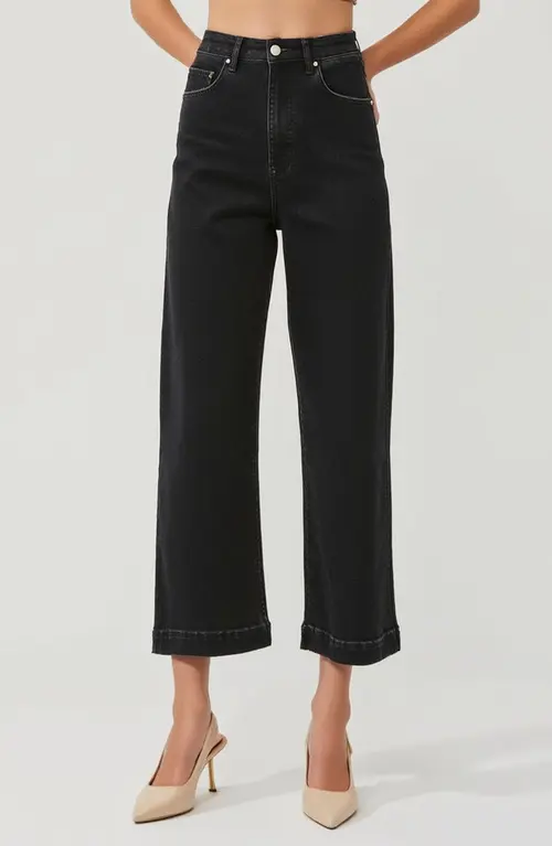 MODENAIRE High-waist Wide-leg Cropped Jeans