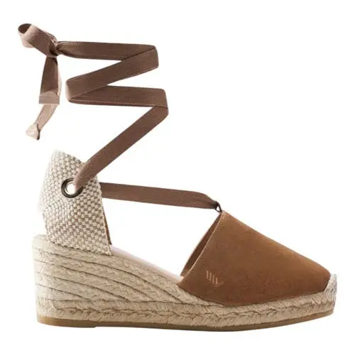 VISCATA Fosca Suede Espadrille Wedges - Camel