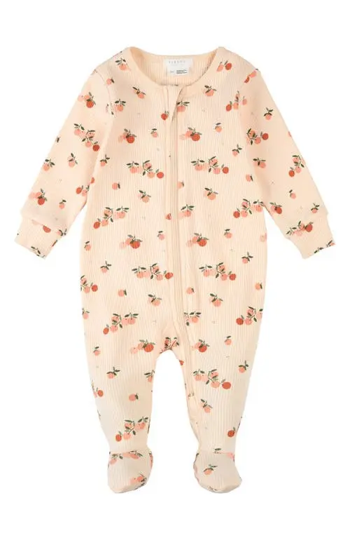 PETIT LEM Fruit Print Footed Pajamas - Light Coral