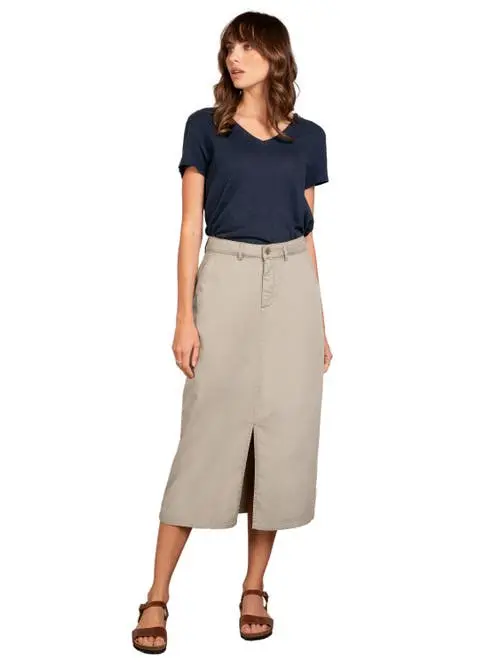CELTIC & CO. Twill Midi Skirt - Stone