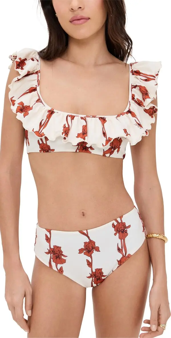 La DoubleJ Ruffle Bikini Top - Mini Iris