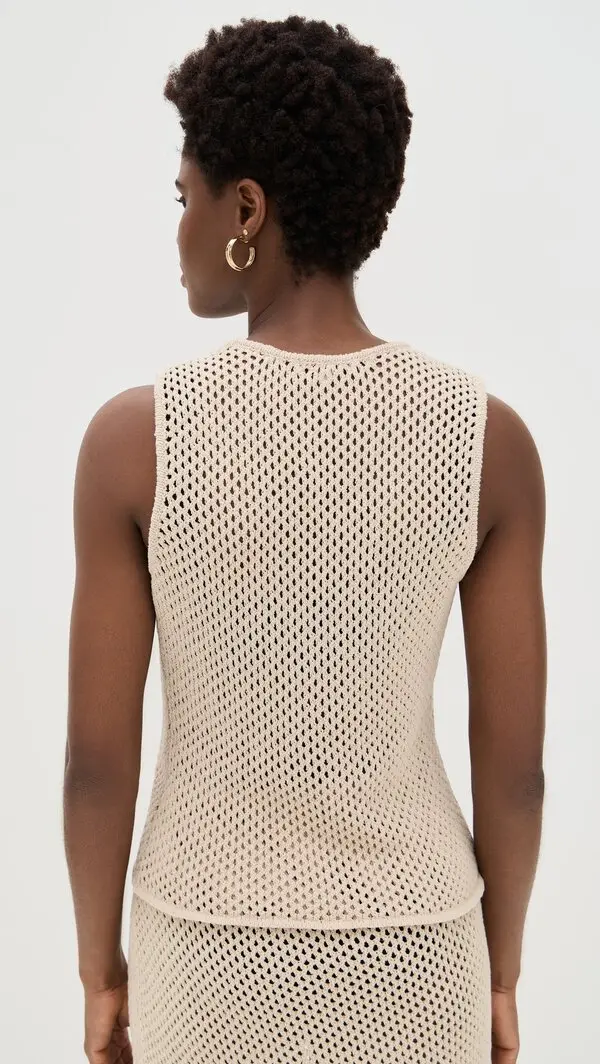 Onia Crochet Knit Tie Front Top
