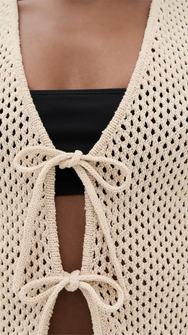 Onia Crochet Knit Tie Front Top