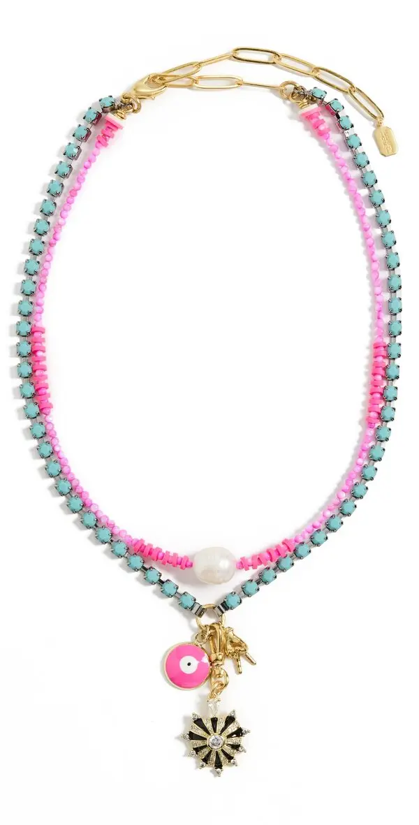 ELIZABETH COLE Azura Layers Necklace - Turquoise Pink