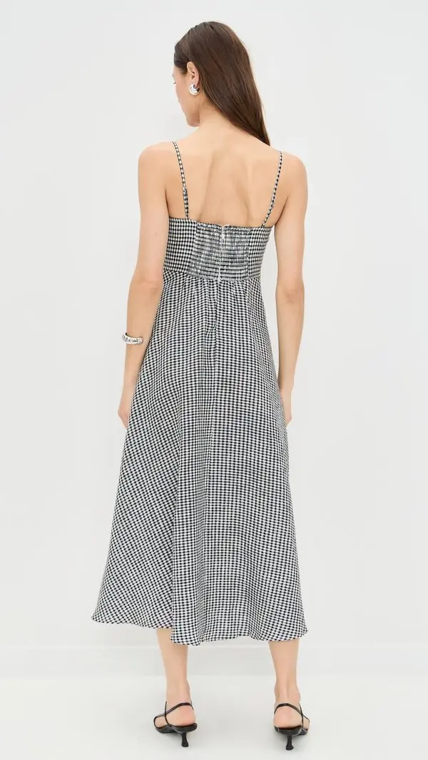 Reformation Monette Linen Midi Dress In Remy Check - 30% Off | Editorialist