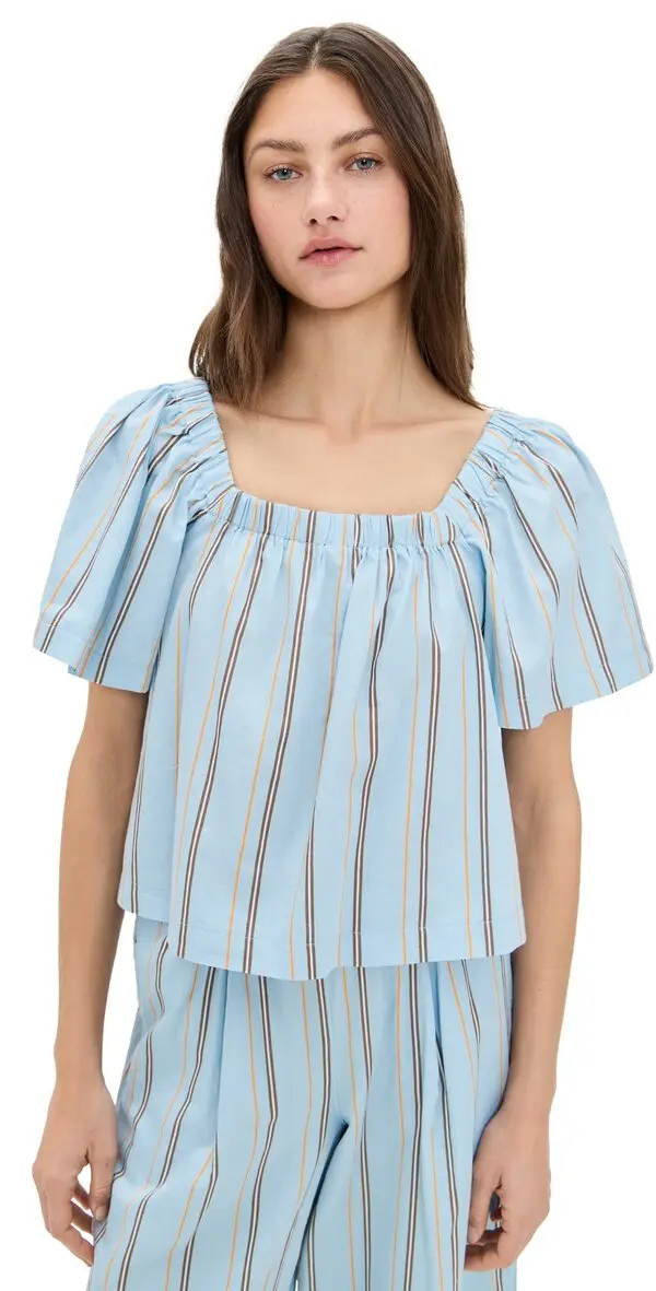 Stateside Column Stripe Poplin Swing Top