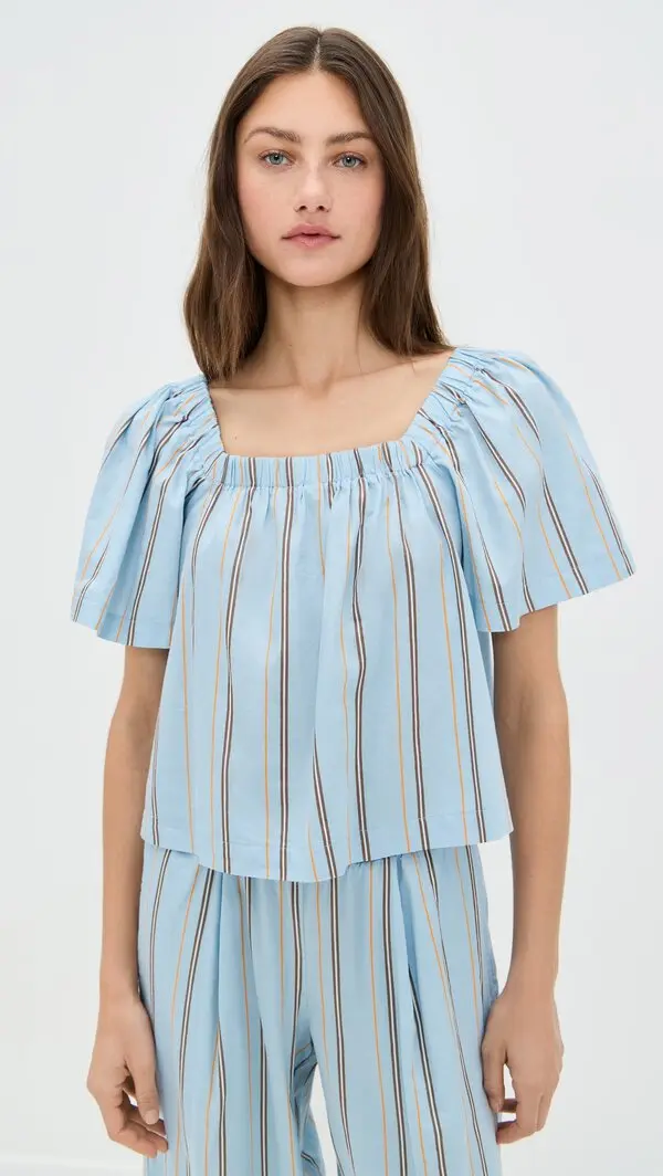 Stateside Column Stripe Poplin Swing Top