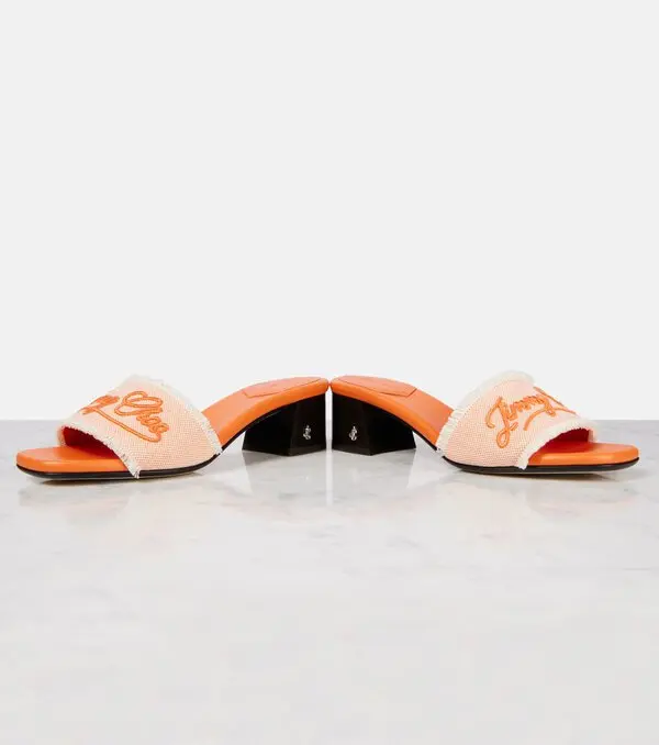 JIMMY CHOO Joa 45 Embroidered Mules - Orange