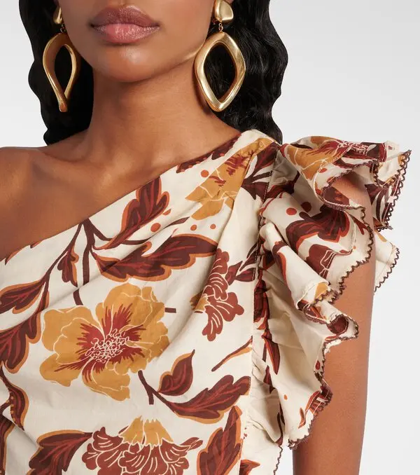 Poupette St Barth Corinne Floral Ruffled Cotton Minidress