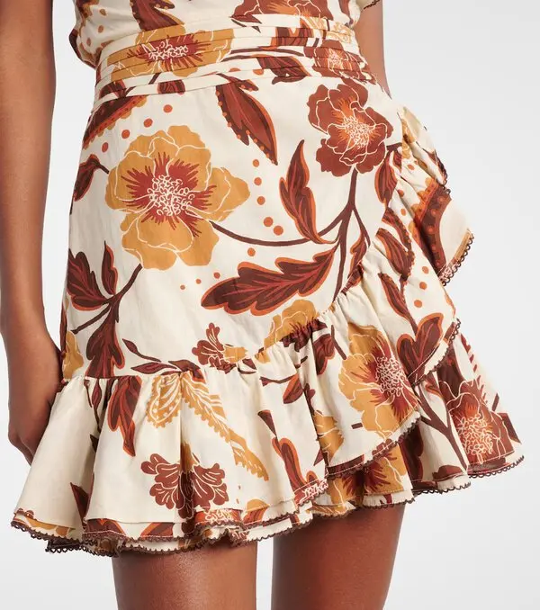 Poupette St Barth Corinne Floral Ruffled Cotton Minidress