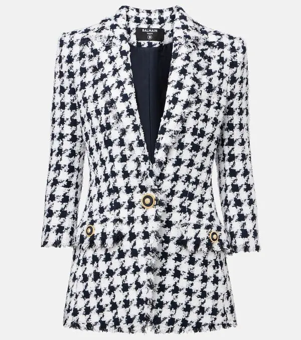 Balmain Houndstooth Tweed Blazer