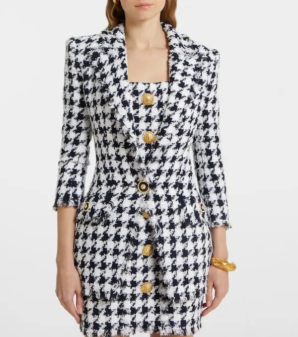 Balmain Houndstooth Tweed Blazer