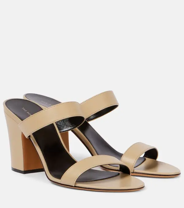 THE ROW Awar Leather Sandals - Grey
