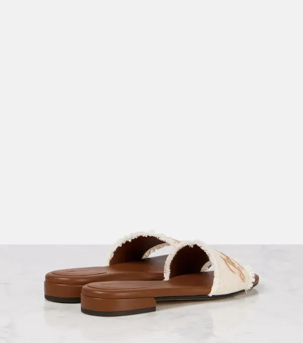 JIMMY CHOO Joa Embroidered Canvas Slides