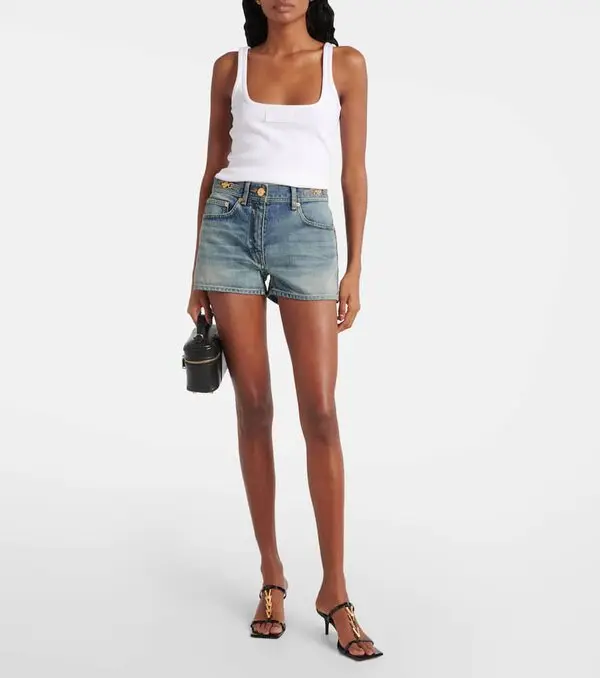 Versace Mid-rise Denim Shorts