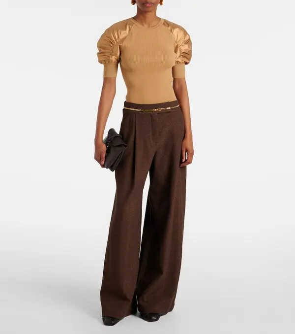 Max Mara Ribbed-knit Crepe Top