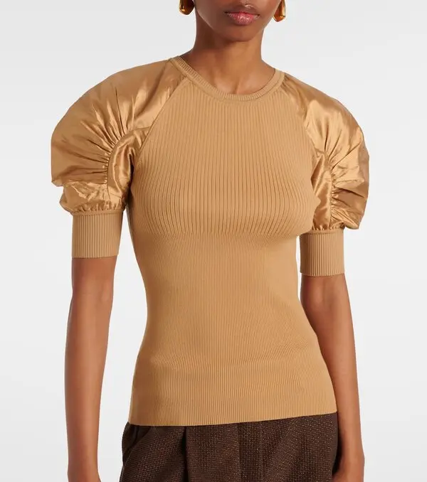 Max Mara Ribbed-knit Crepe Top