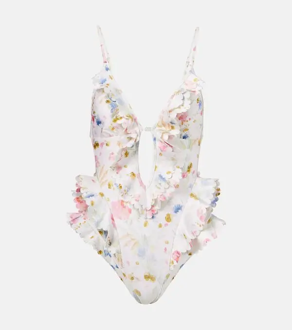 Zimmermann Floral Ruffled One-piece Swimsuit