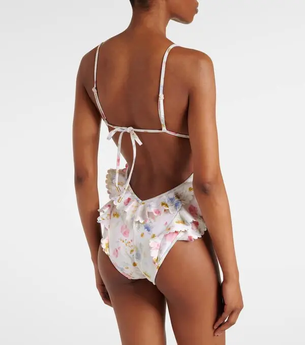 Zimmermann Floral Ruffled One-piece Swimsuit
