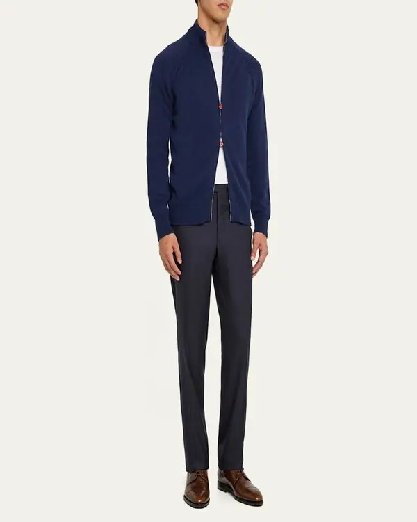 Kiton 15 Micron Flat-front Trousers - Navy