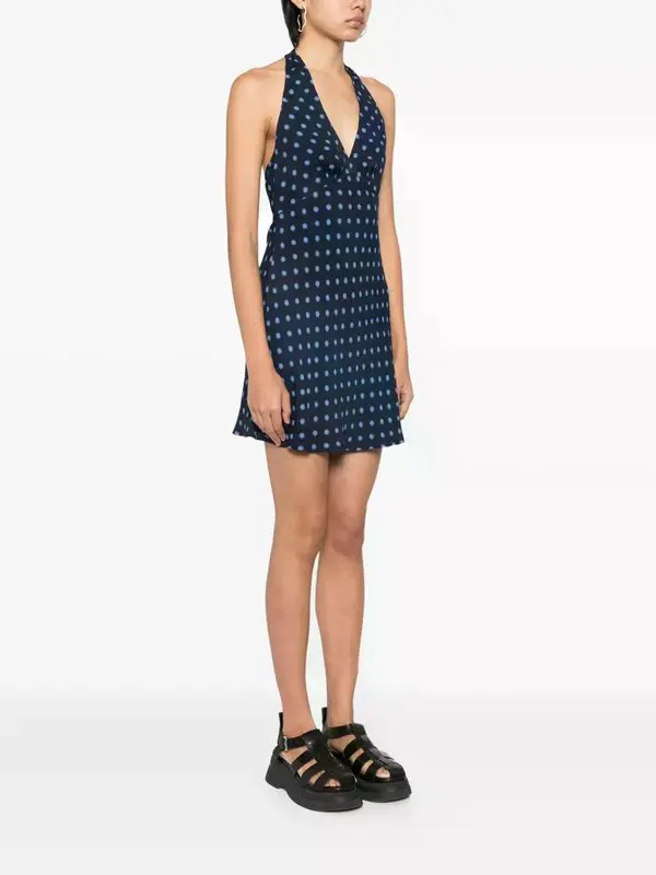 REFORMATION Delanie Halterneck Dress - Blue