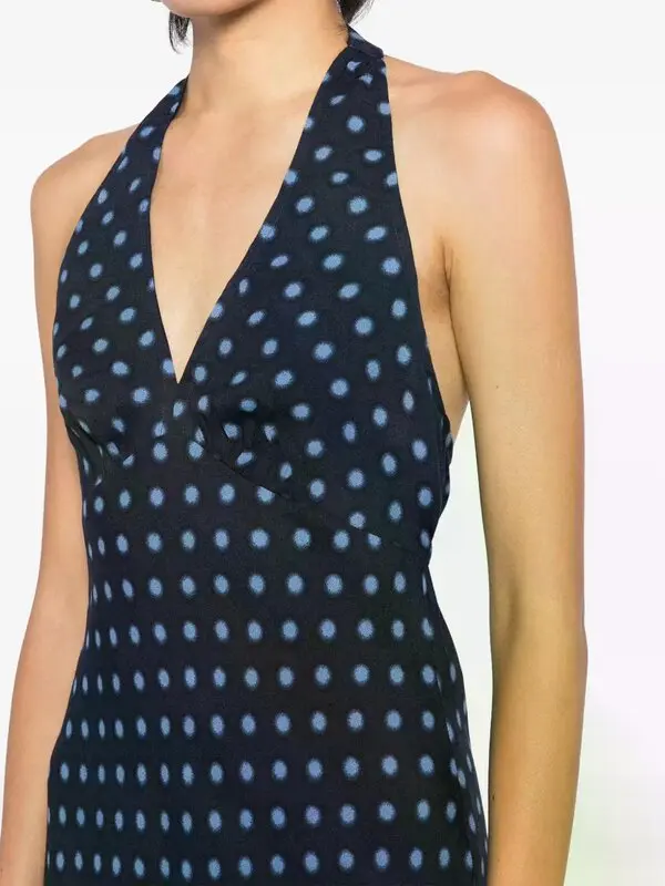 REFORMATION Delanie Halterneck Dress - Blue