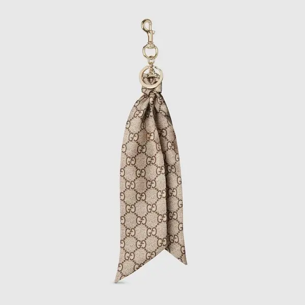 Gucci Keychain With Gg Silk And Metal
