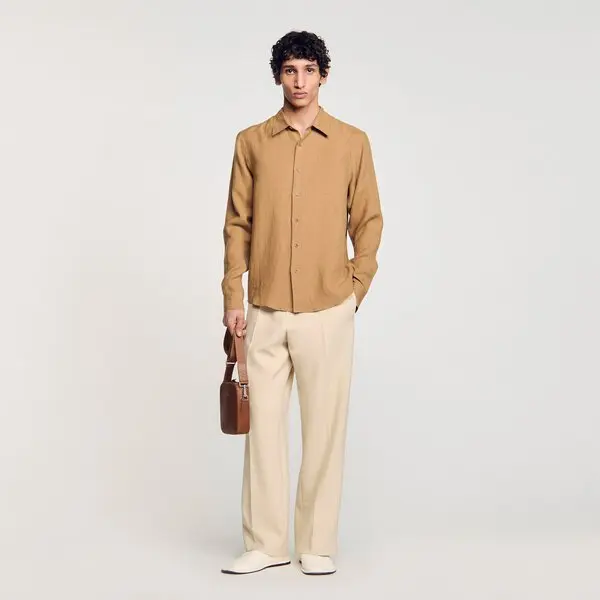 Sandro Linen Shirt - Dark Sand