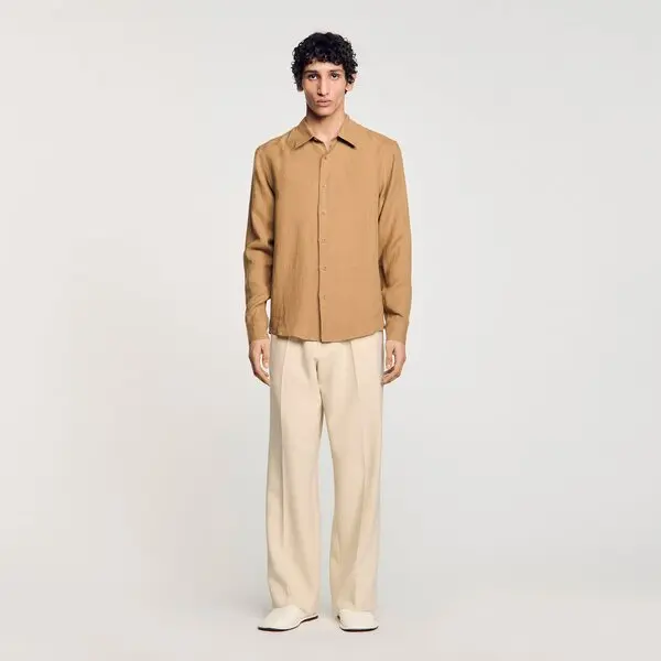 Sandro Linen Shirt - Dark Sand