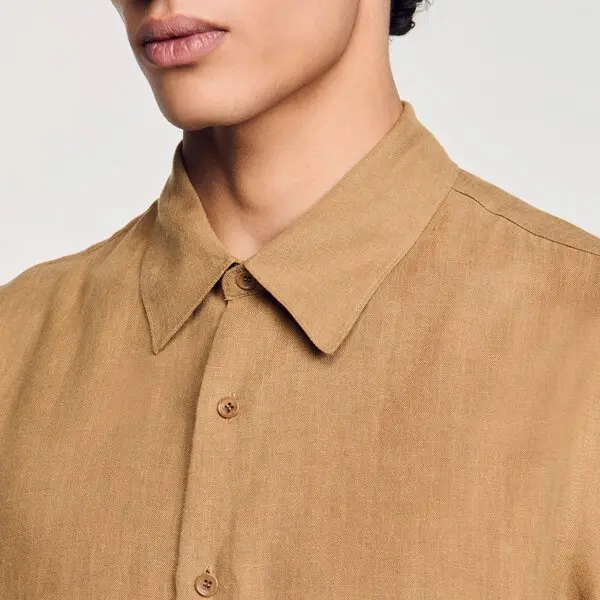 Sandro Linen Shirt - Dark Sand
