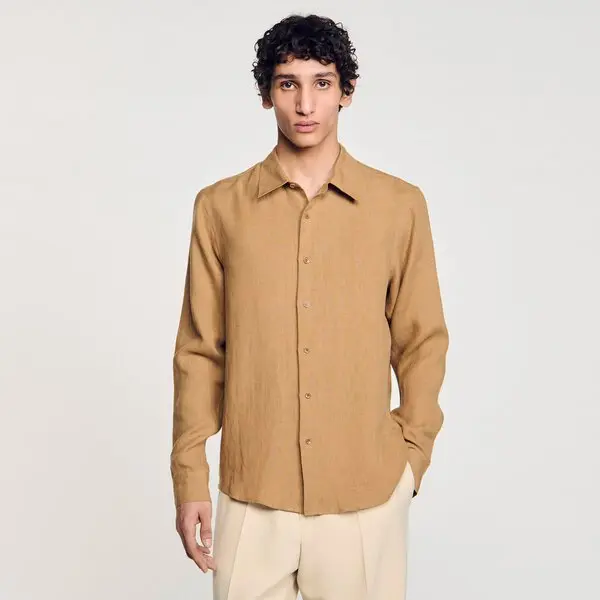 Sandro Linen Shirt - Dark Sand
