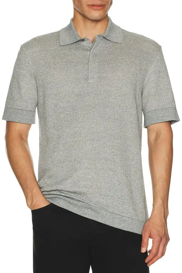 Zegna Cotton Linen And Silk Polo In Grey