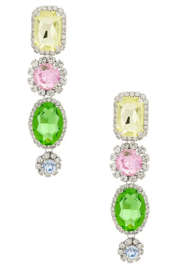 AREA Crystal Drop Earrings - Pastel Multi