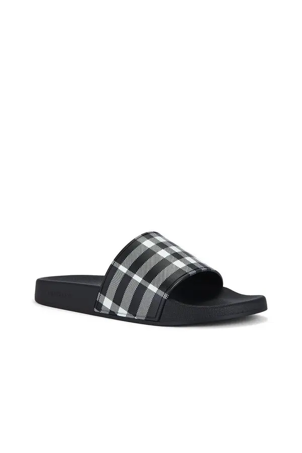 Burberry Furley Check Slides - Black & Calico Check