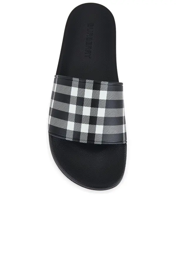 Burberry Furley Check Slides - Black & Calico Check