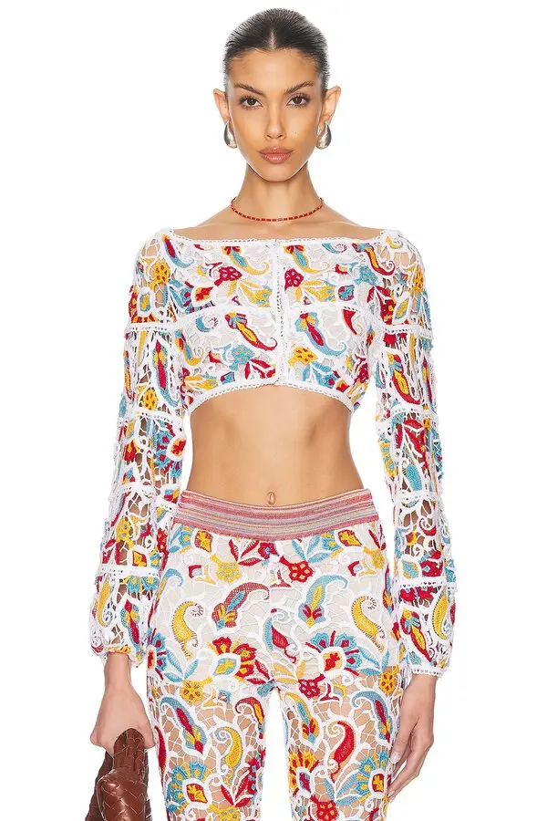 Etro Long Sleeve Cropped Top