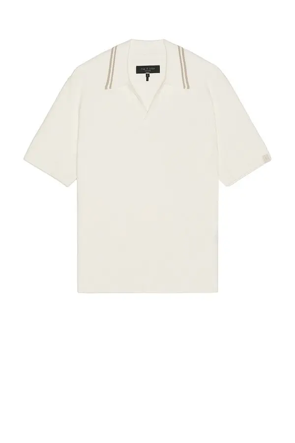 Rag & Bone Rib Johnny Polo In Grey - Ivory