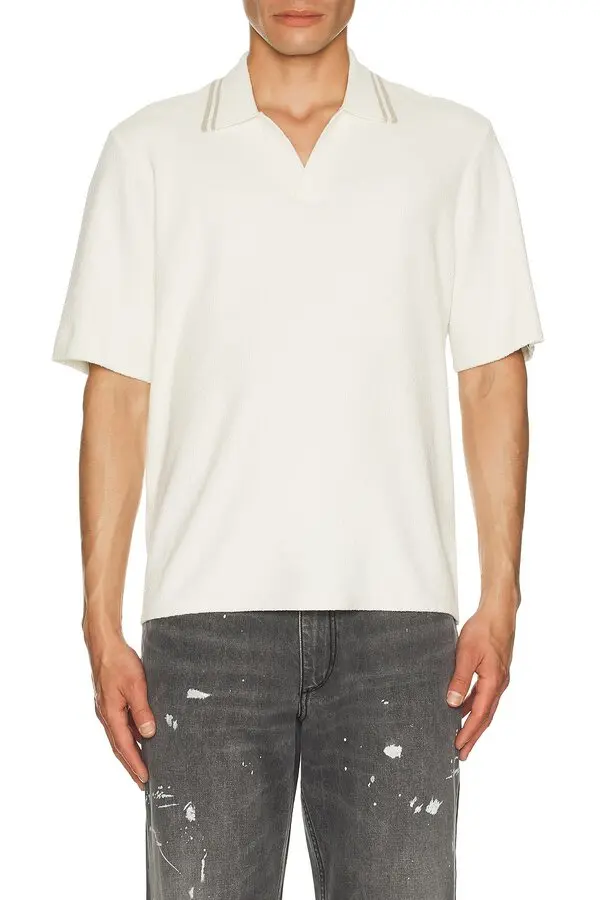 Rag & Bone Rib Johnny Polo In Grey - Ivory