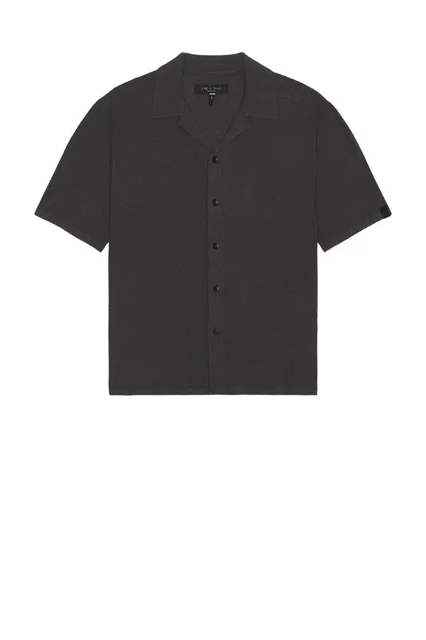 Rag & Bone Zig-zag Avery Short Sleeve Shirt In Grey - Dark Grey