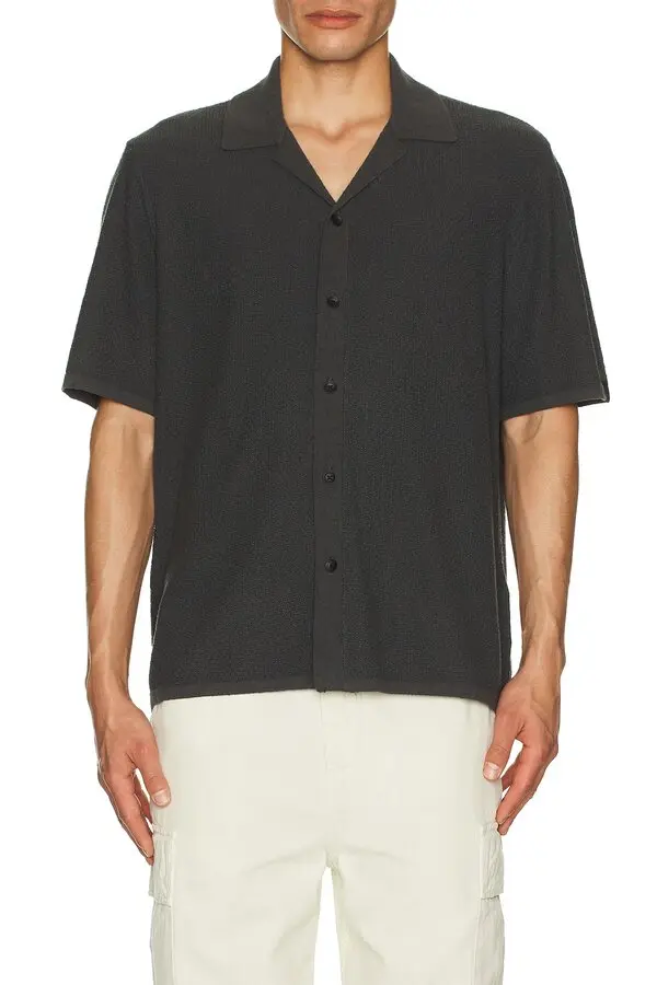 Rag & Bone Zig-zag Avery Short Sleeve Shirt In Grey - Dark Grey