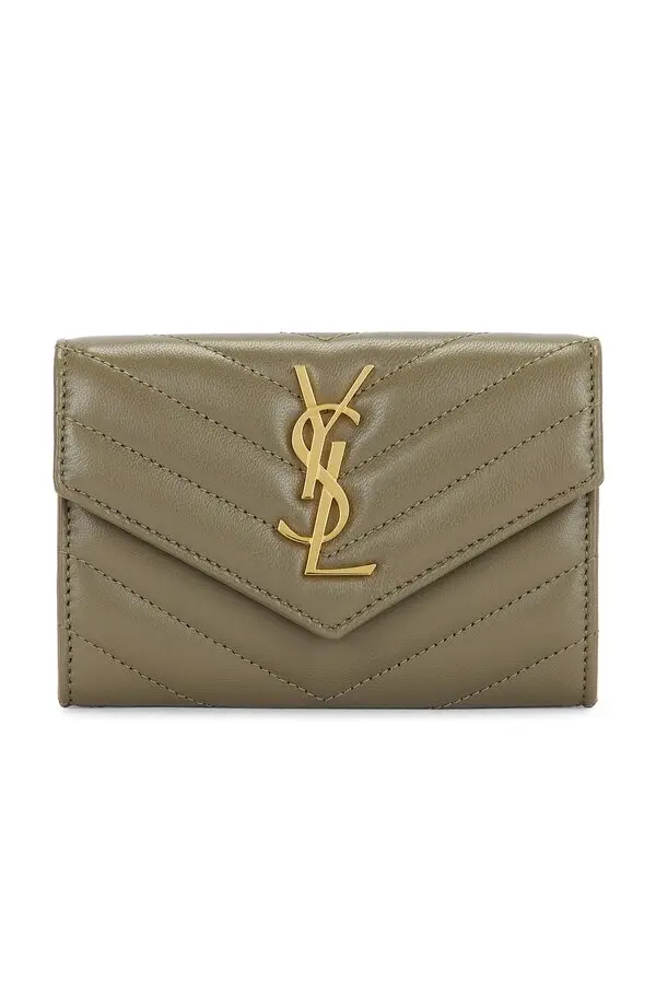 Saint Laurent Small Envelope Wallet In Olive - Strong Moss