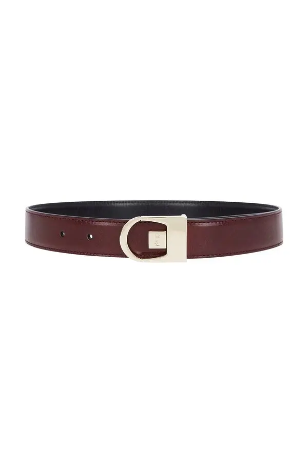 Saint Laurent Ceinture Reversible Belt - Black & Red Tan