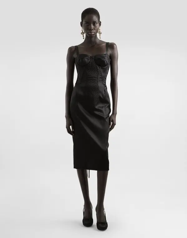 Dolce & Gabbana Strapless Satin Dress With Corset