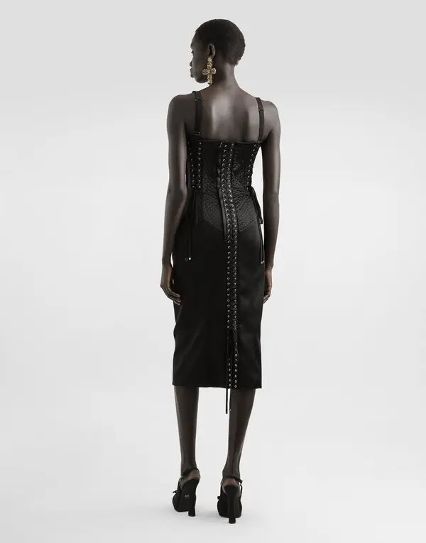 Dolce & Gabbana Strapless Satin Dress With Corset