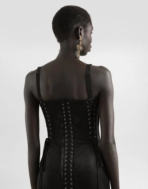 Dolce & Gabbana Strapless Satin Dress With Corset