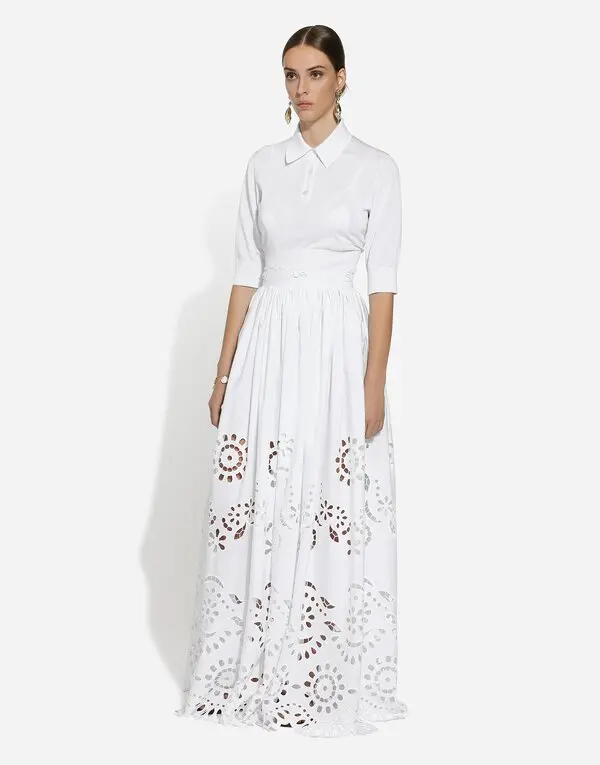 Dolce & Gabbana Long Cotton Circle Skirt With Cut-out Detailing