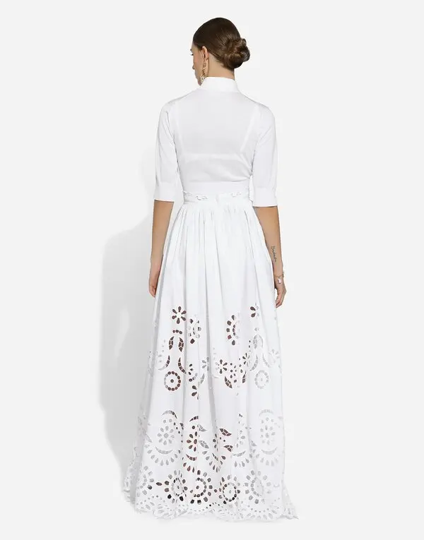 Dolce & Gabbana Long Cotton Circle Skirt With Cut-out Detailing
