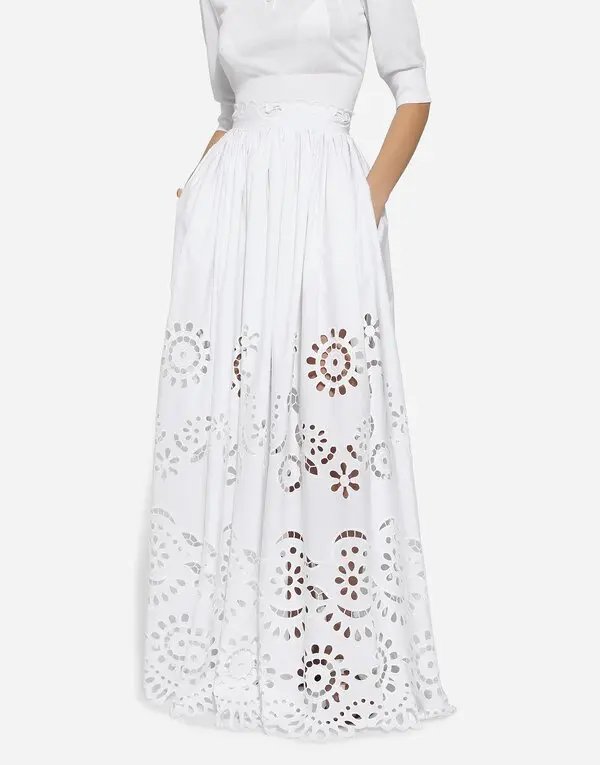 Dolce & Gabbana Long Cotton Circle Skirt With Cut-out Detailing