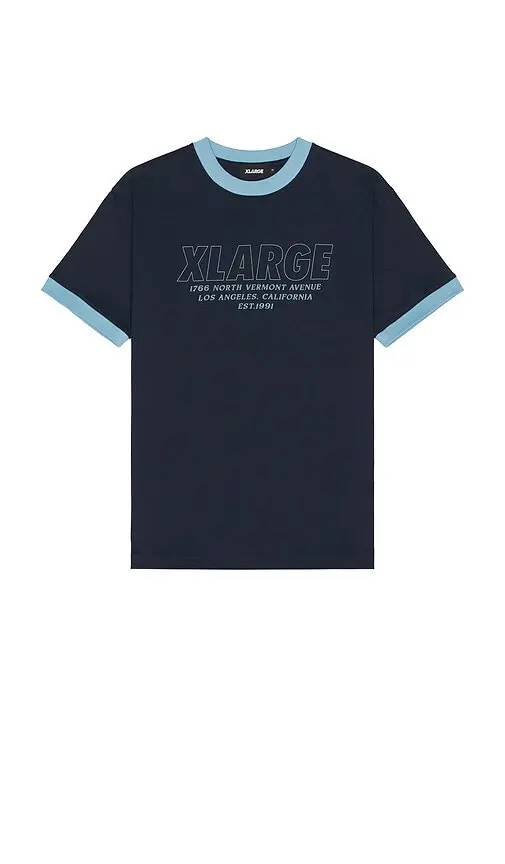 XLARGE Store Address Ringer Tee In Blue - Navy